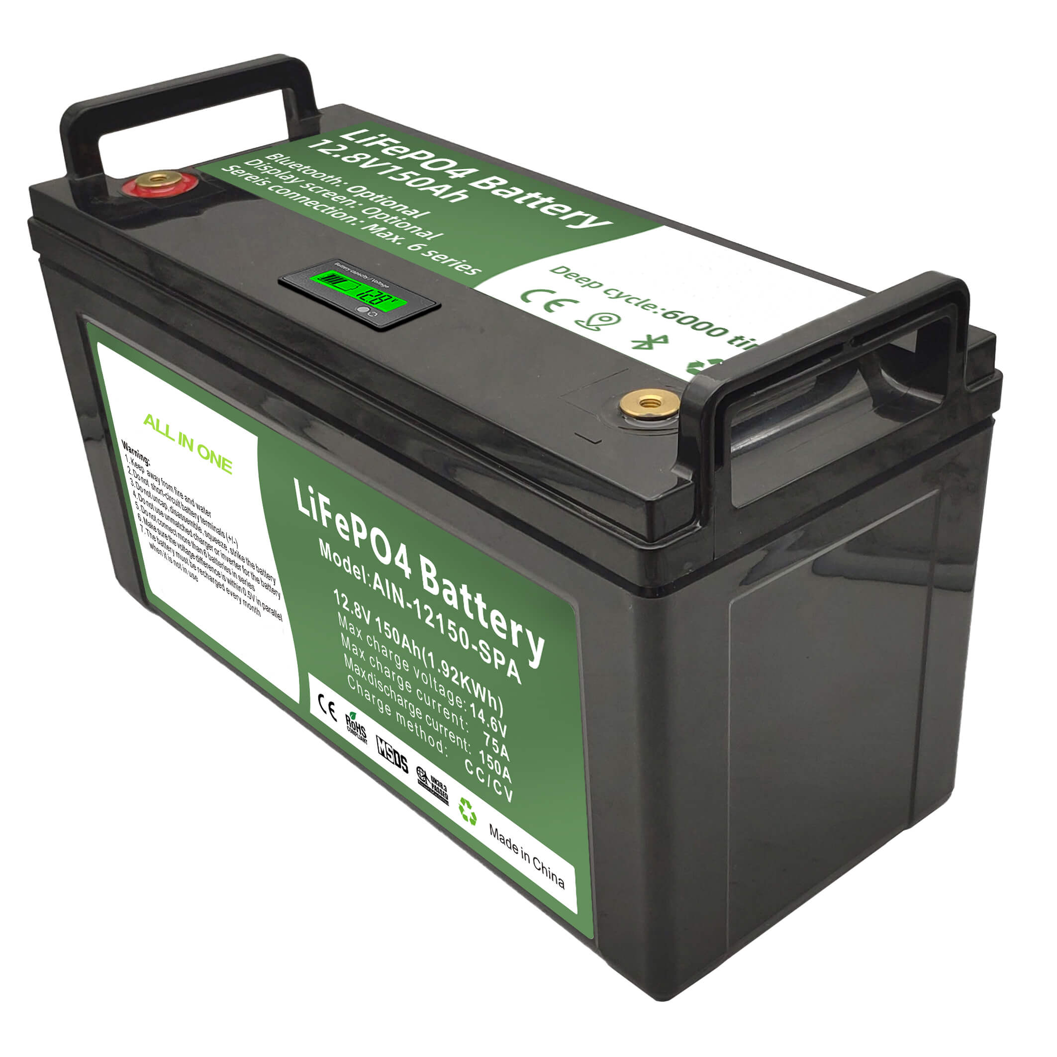 Batterie LiFePO4 12V150Ah haute capacité avec BMS intelligent pour lave ...